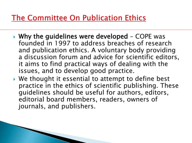 Importance of publication ethics | PPTX | Publishing Industry | Industries