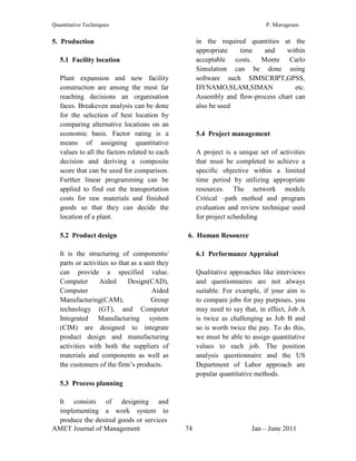 Importance of quantitative techniques in managerial decisions | PDF