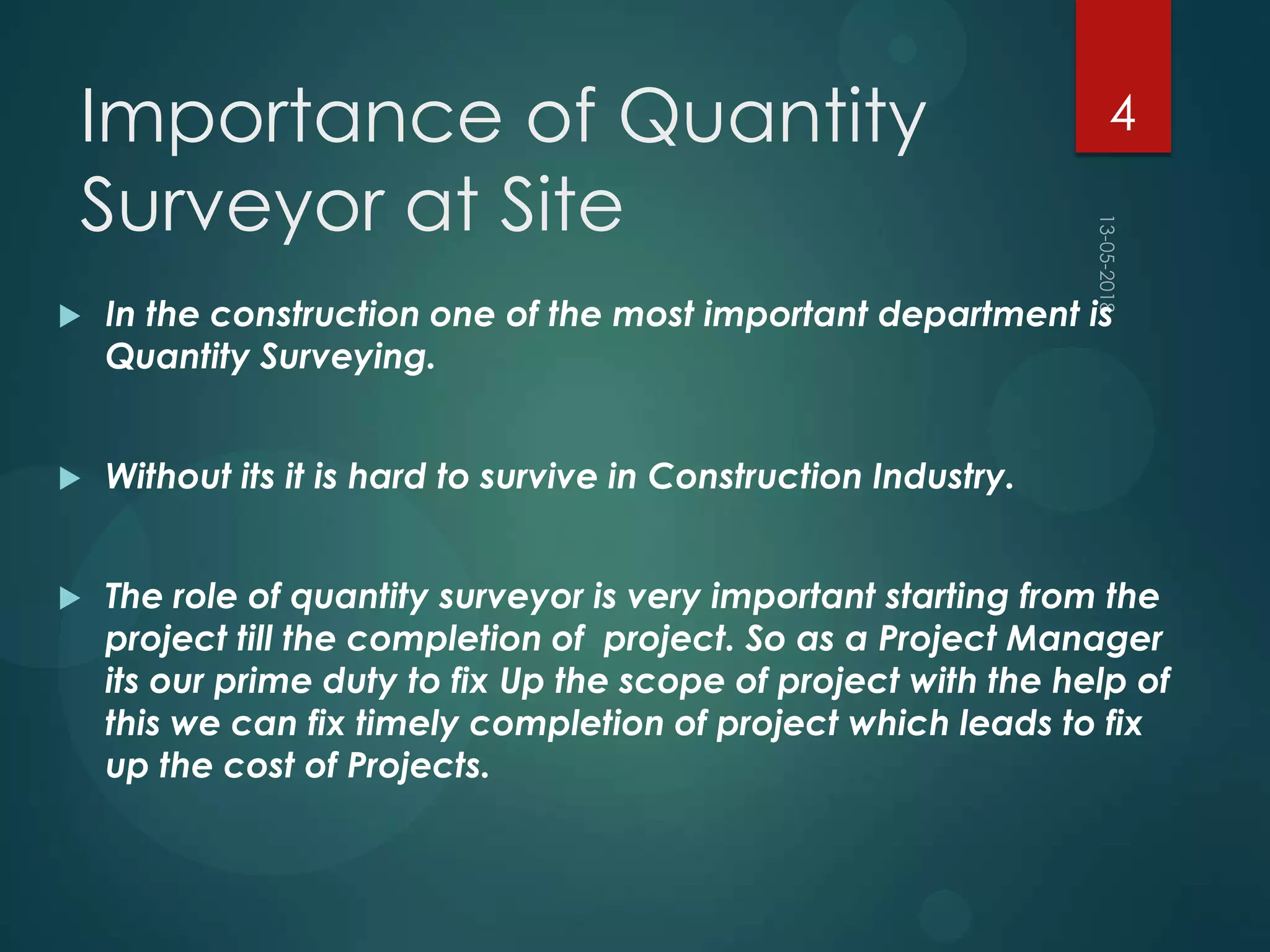 Importance of Quantity Survey | PDF
