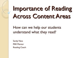 Importance of Reading Across Content Areas | PPT