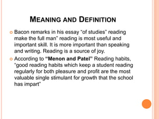 Importance of reading and its types. | PPTX