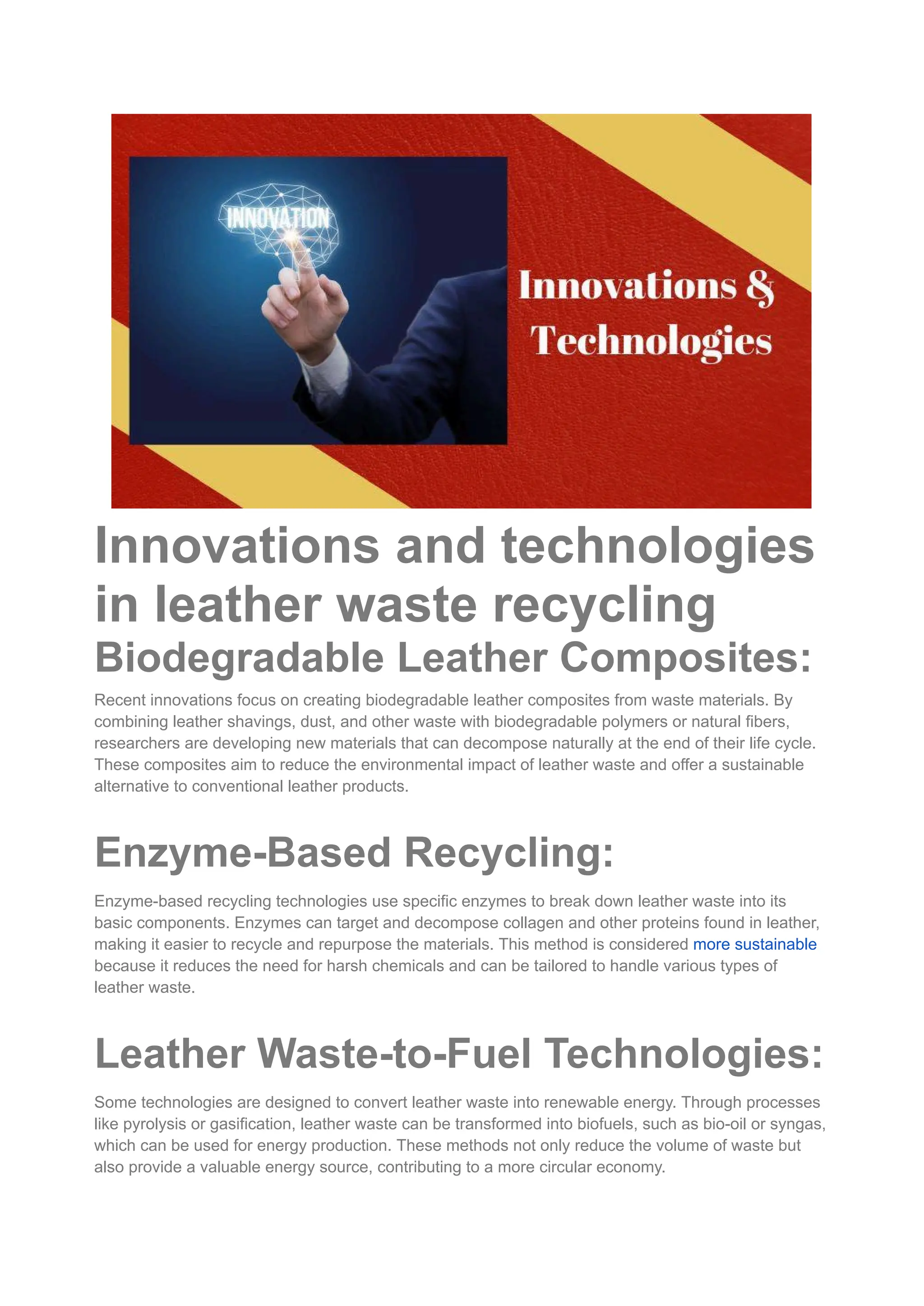 Importance of Recycling in Leather Manufacturing | PDF