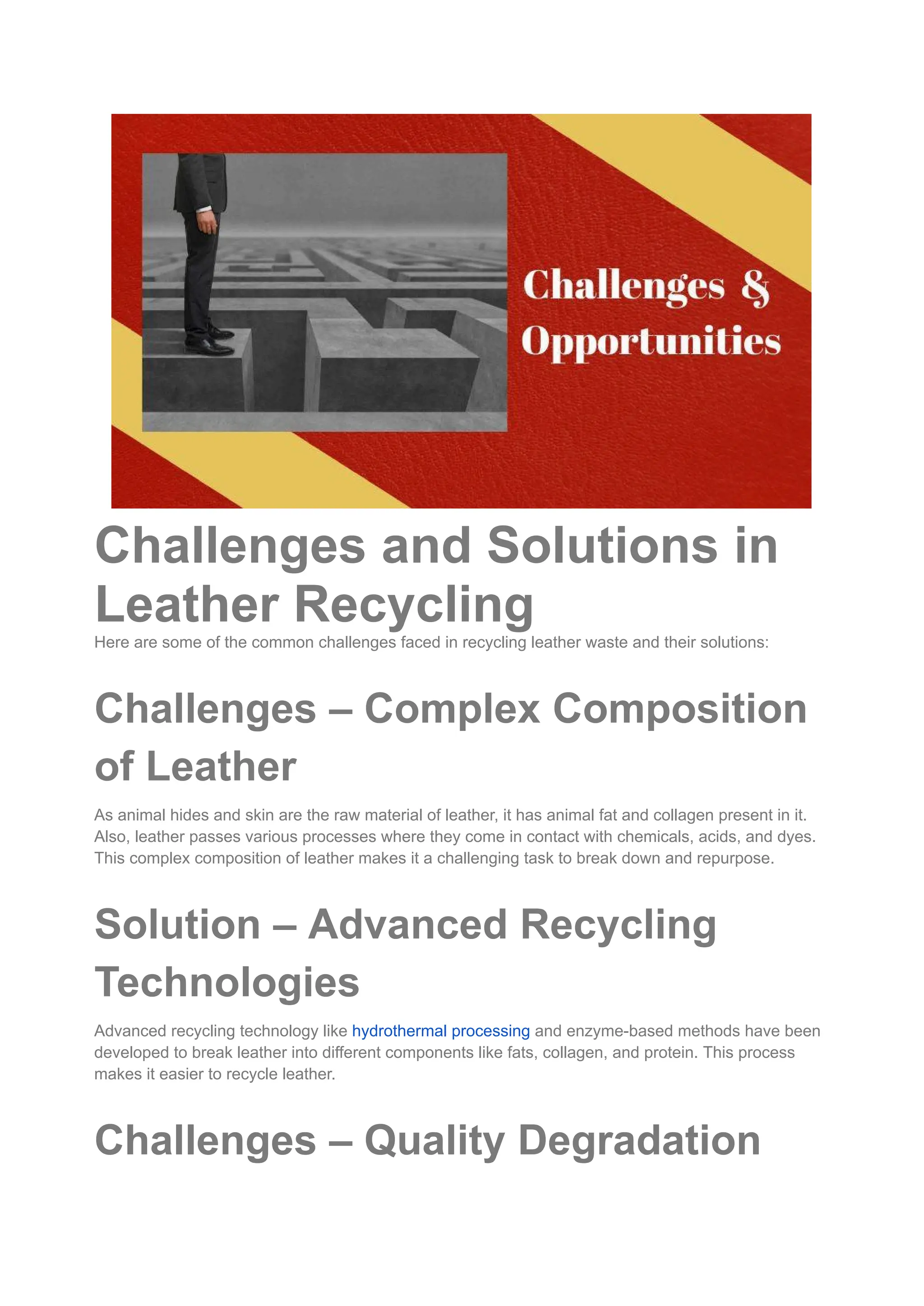 Importance of Recycling in Leather Manufacturing | PDF