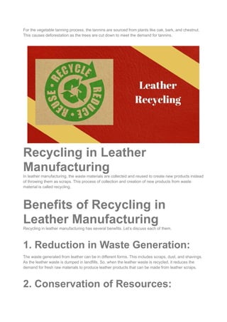 Importance of Recycling in Leather Manufacturing | PDF