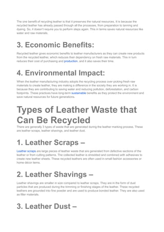 Importance of Recycling in Leather Manufacturing | PDF