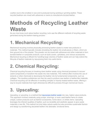 Importance of Recycling in Leather Manufacturing | PDF