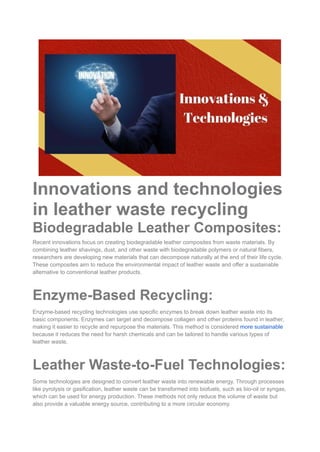 Importance of Recycling in Leather Manufacturing | PDF