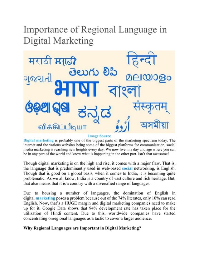 Importance of regional language in digital marketing | PDF
