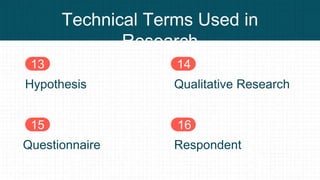 IMPORTANCE OF RESEARCH AND TECHNICAL TERMS USED IN RESEARCH.pptx