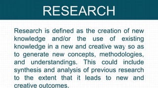 IMPORTANCE OF RESEARCH AND TECHNICAL TERMS USED IN RESEARCH.pptx