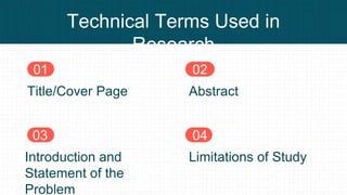 IMPORTANCE OF RESEARCH AND TECHNICAL TERMS USED IN RESEARCH.pptx