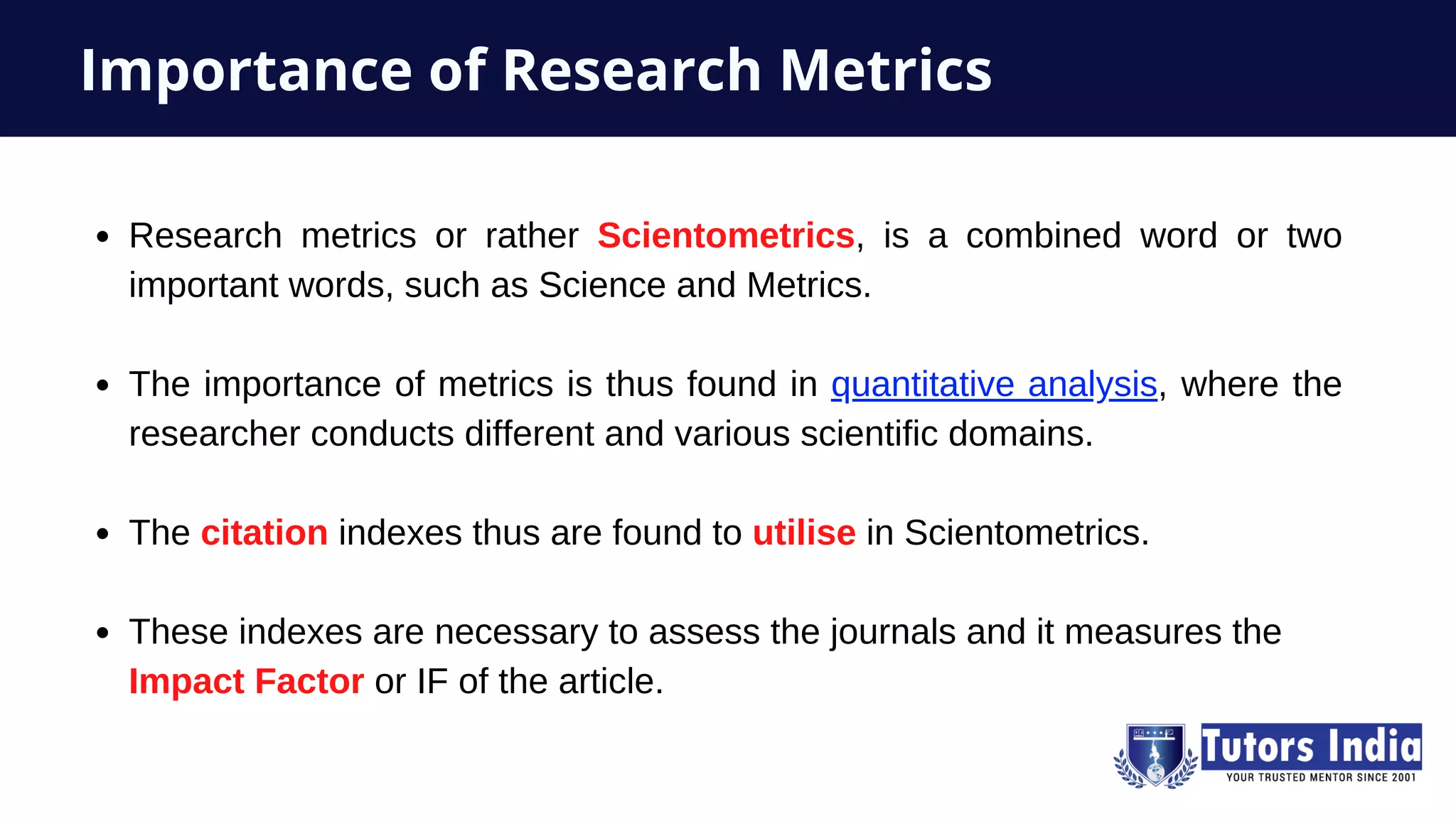 Importance of research metrics in scientific research | PDF | Science