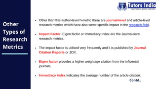 Importance of research metrics in scientific research | PDF | Science