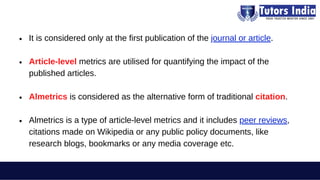 Importance of research metrics in scientific research | PDF