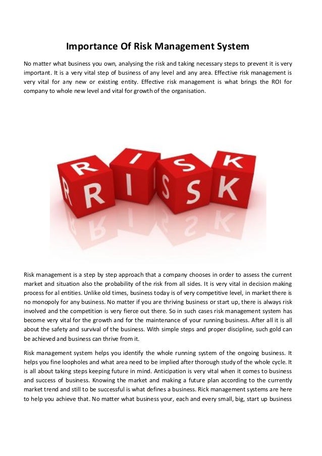 Importance Of Risk Management System Importance Of Risk Management System