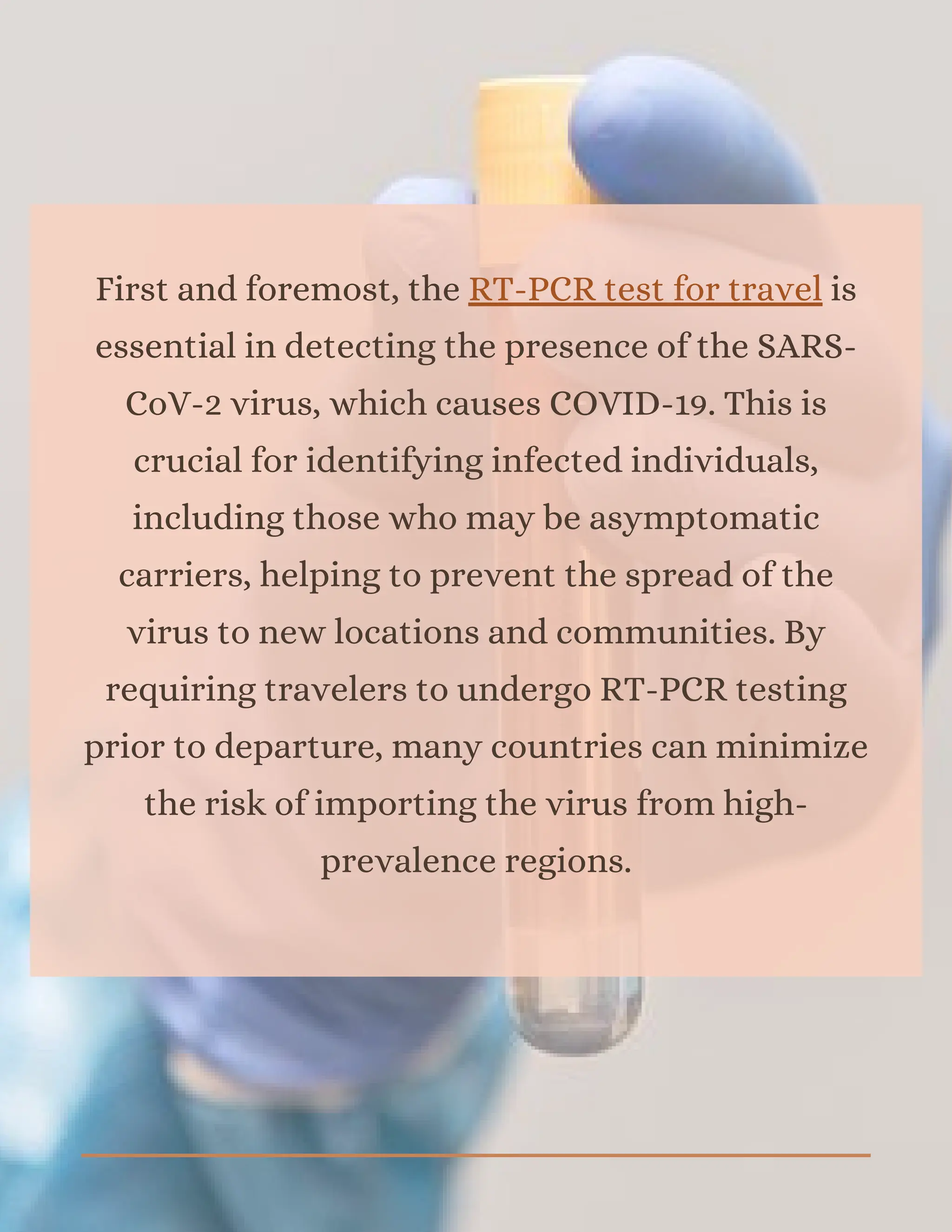 Importance of Rt PCR Test for Travel | NX Healthcare | PDF