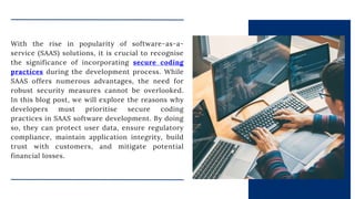 Importance Of Secure Coding Practices In Saas Software Development | PPT