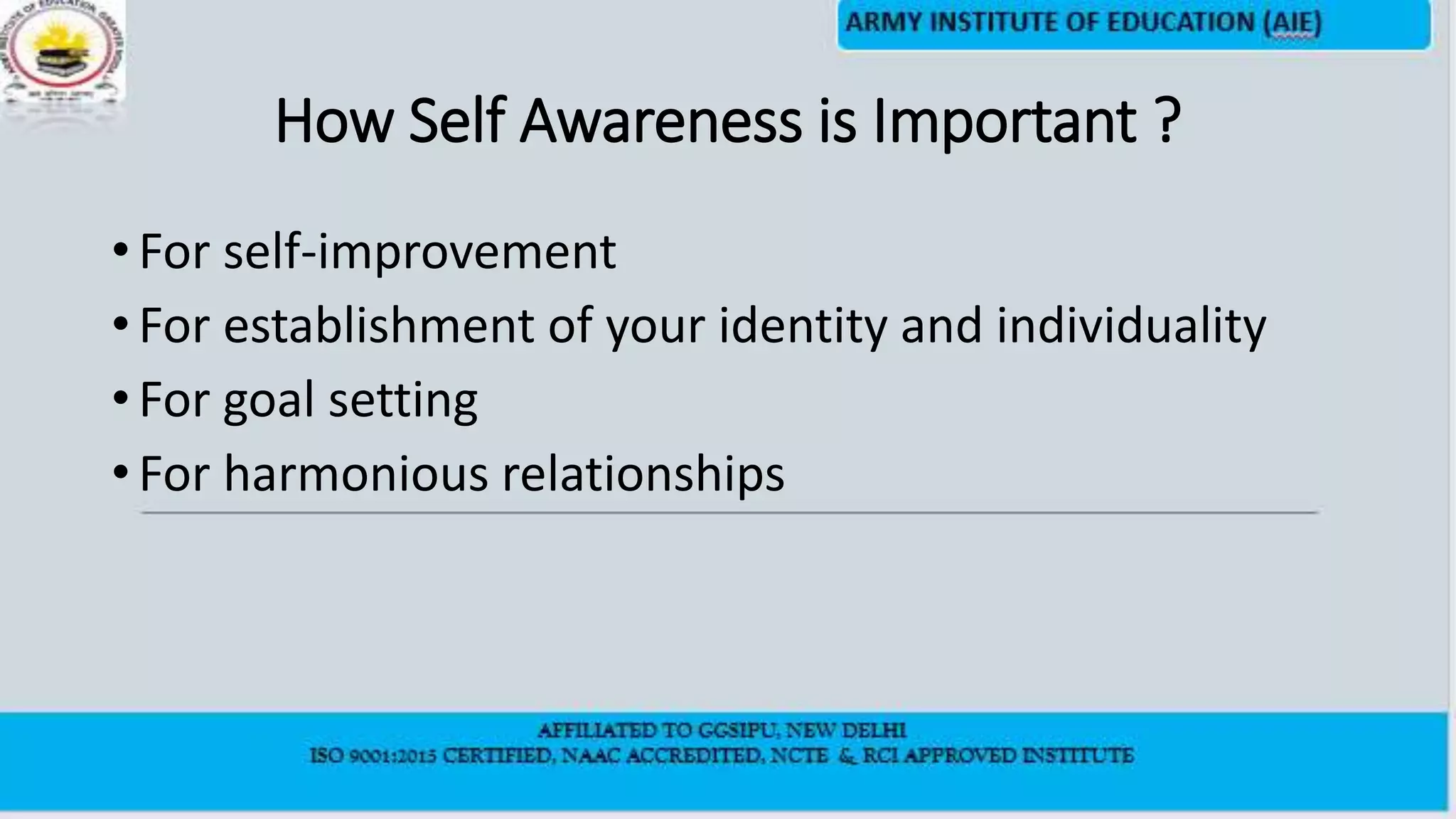 Importance of self awareness for teachers | PPTX