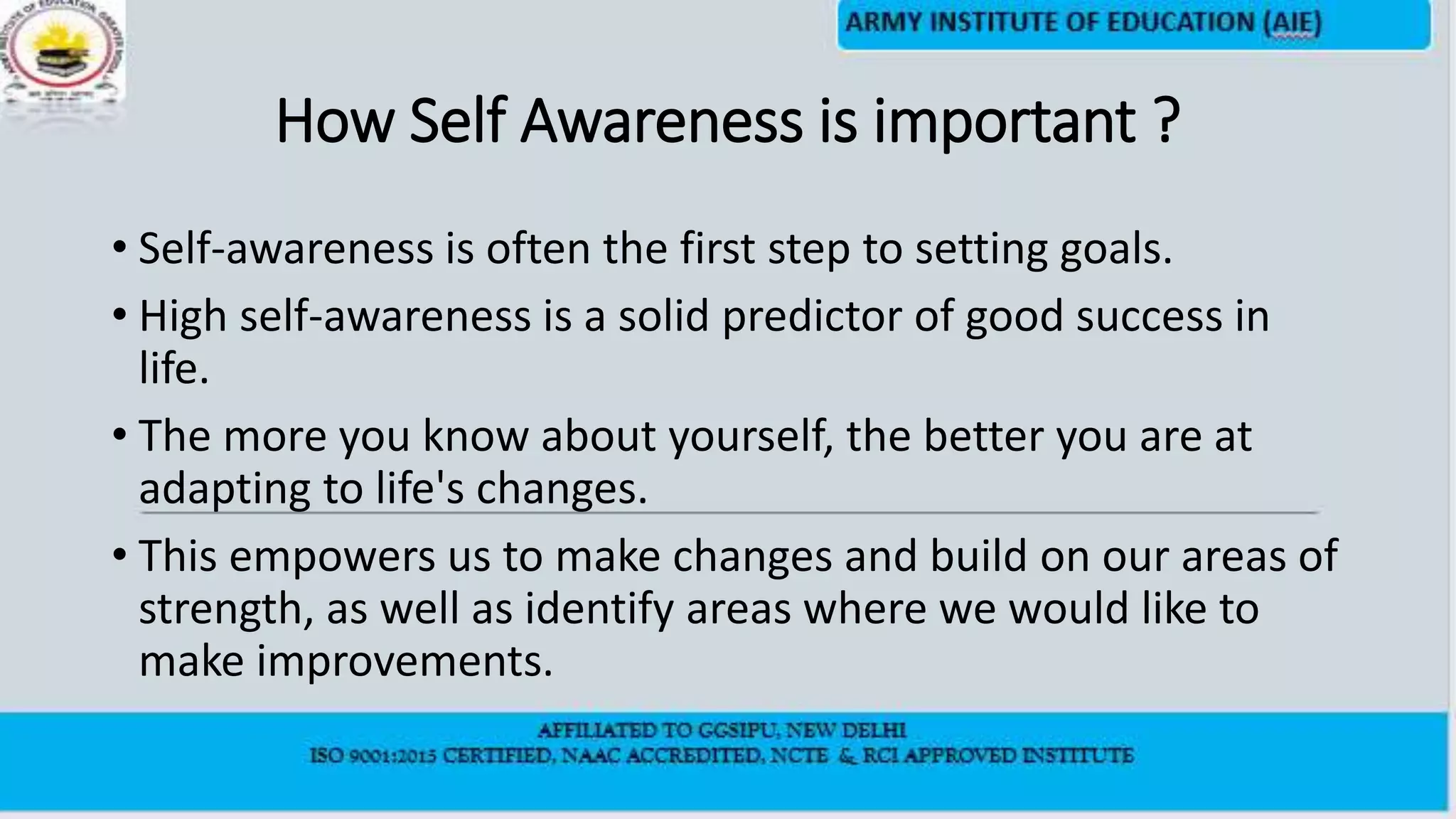 Importance of self awareness for teachers | PPTX
