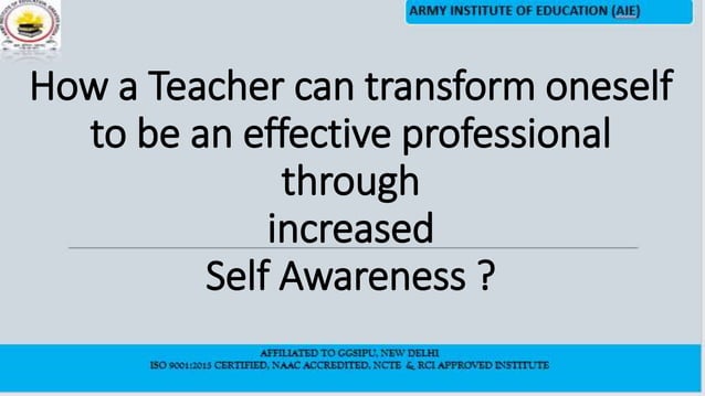 Importance of self awareness for teachers | PPTX | Mental Health ...
