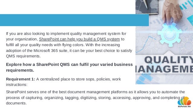 Importance of sharepoint to create QMS (Quality Management System) | PDF