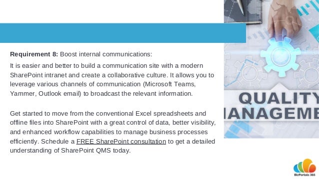 Importance of sharepoint to create QMS (Quality Management System) | PDF