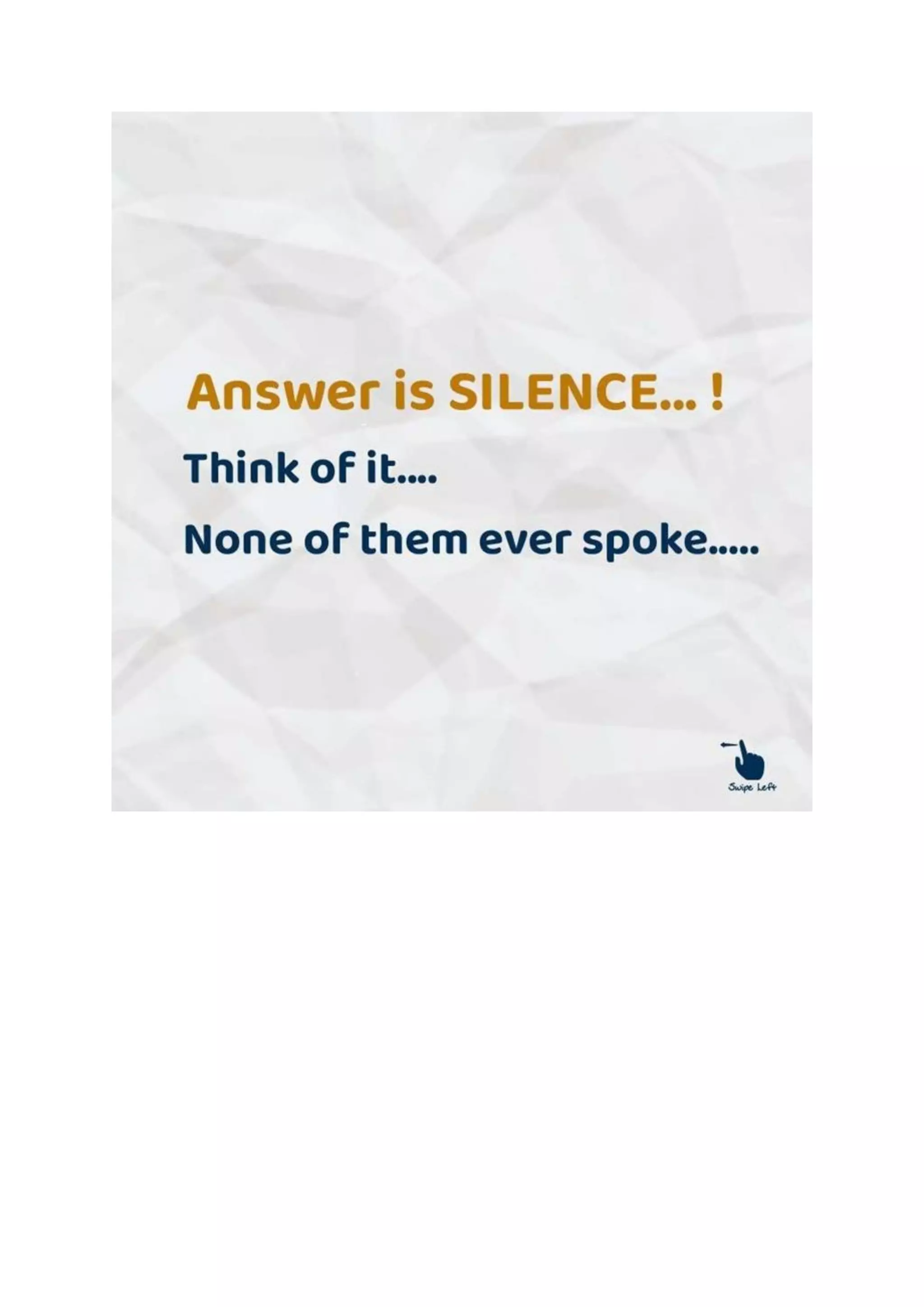 Importance Of Silence | PDF