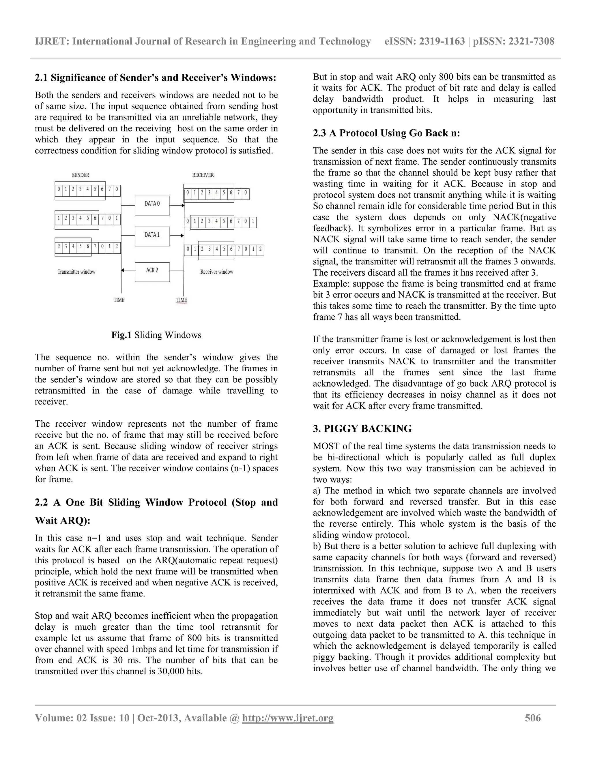 Importance of sliding window protocol | PDF