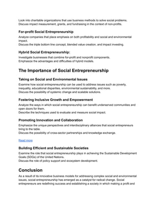 Importance of social entrepreneurship.pdf | Non-Profit Organizations ...
