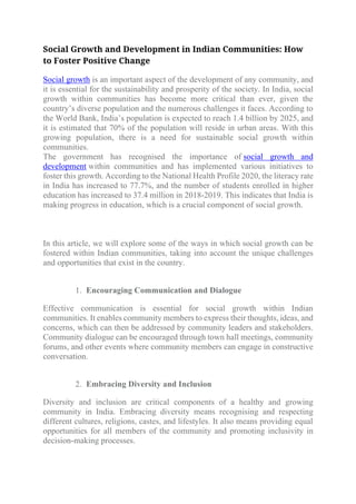 Importance of Social Growth and Development | PDF