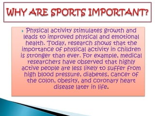 Importance of sports in our life by Shreyansh Gupta | PPTX