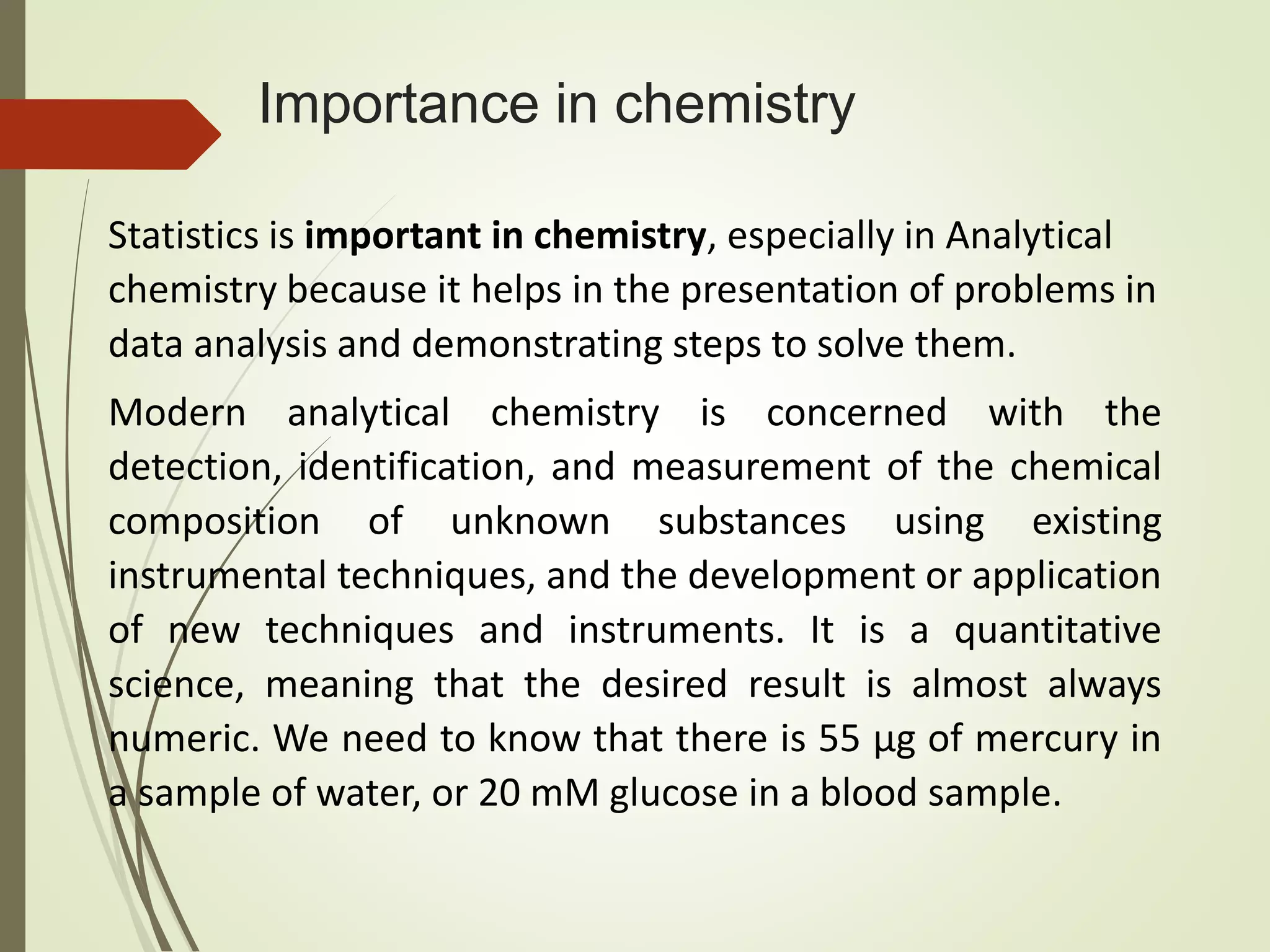 Importance of statistics in chemistry | PPTX