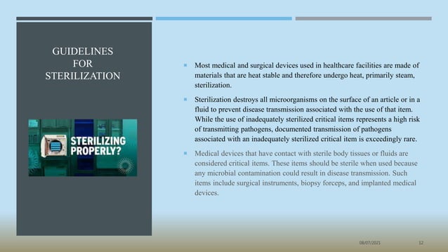 Importance of sterilization and its guidelines | PPTX | Infectious Diseases | Diseases and ...