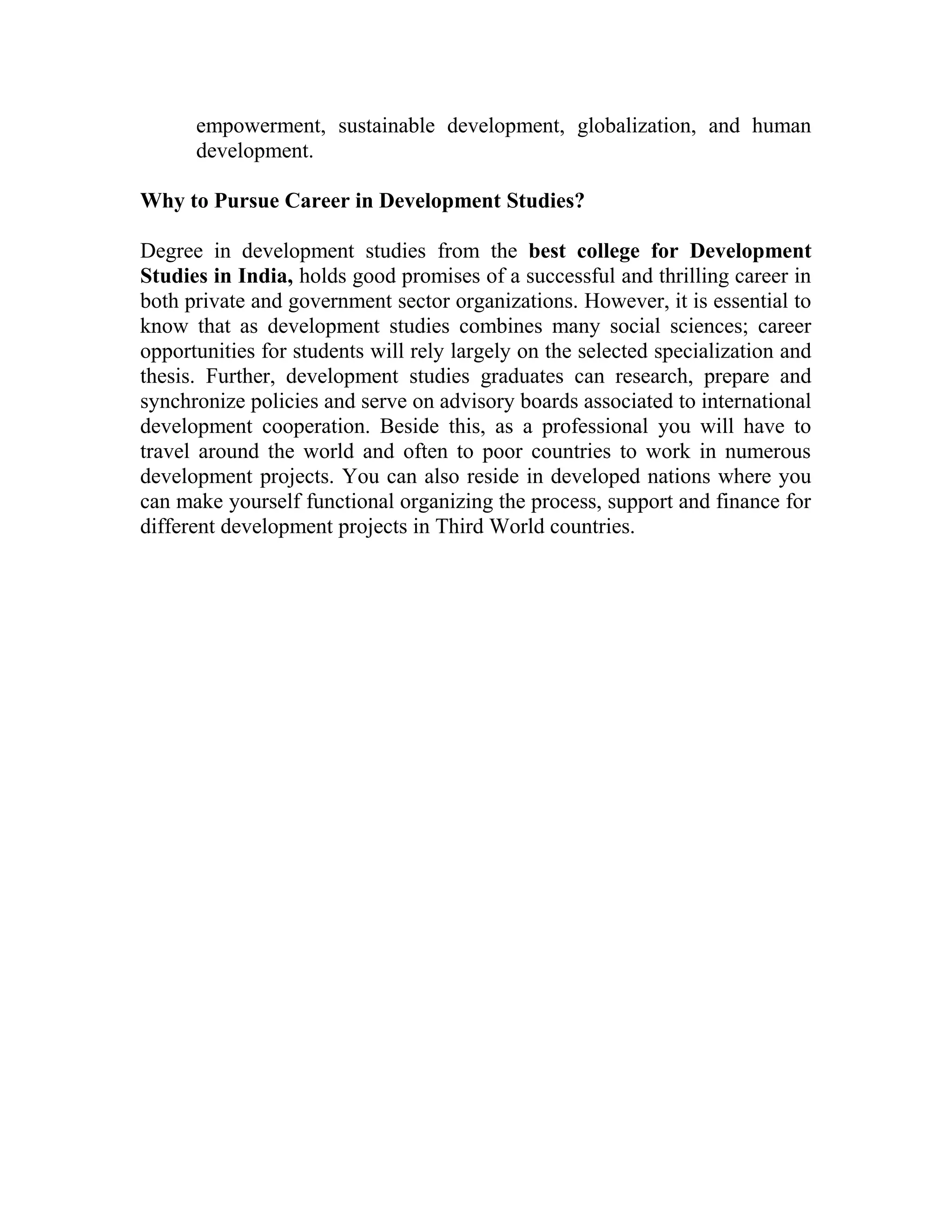 Importance of Studying Development Studies | PDF