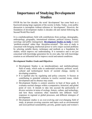 Importance of Studying Development Studies | PDF