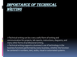 Importance of technical communication | PPTX