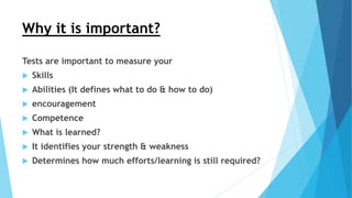 Importance of test | PPTX
