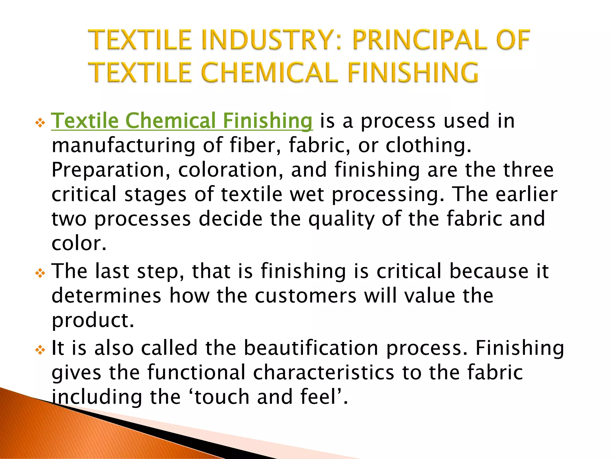 Importance of Textile Chemical Finishing in Textile industry | PPT