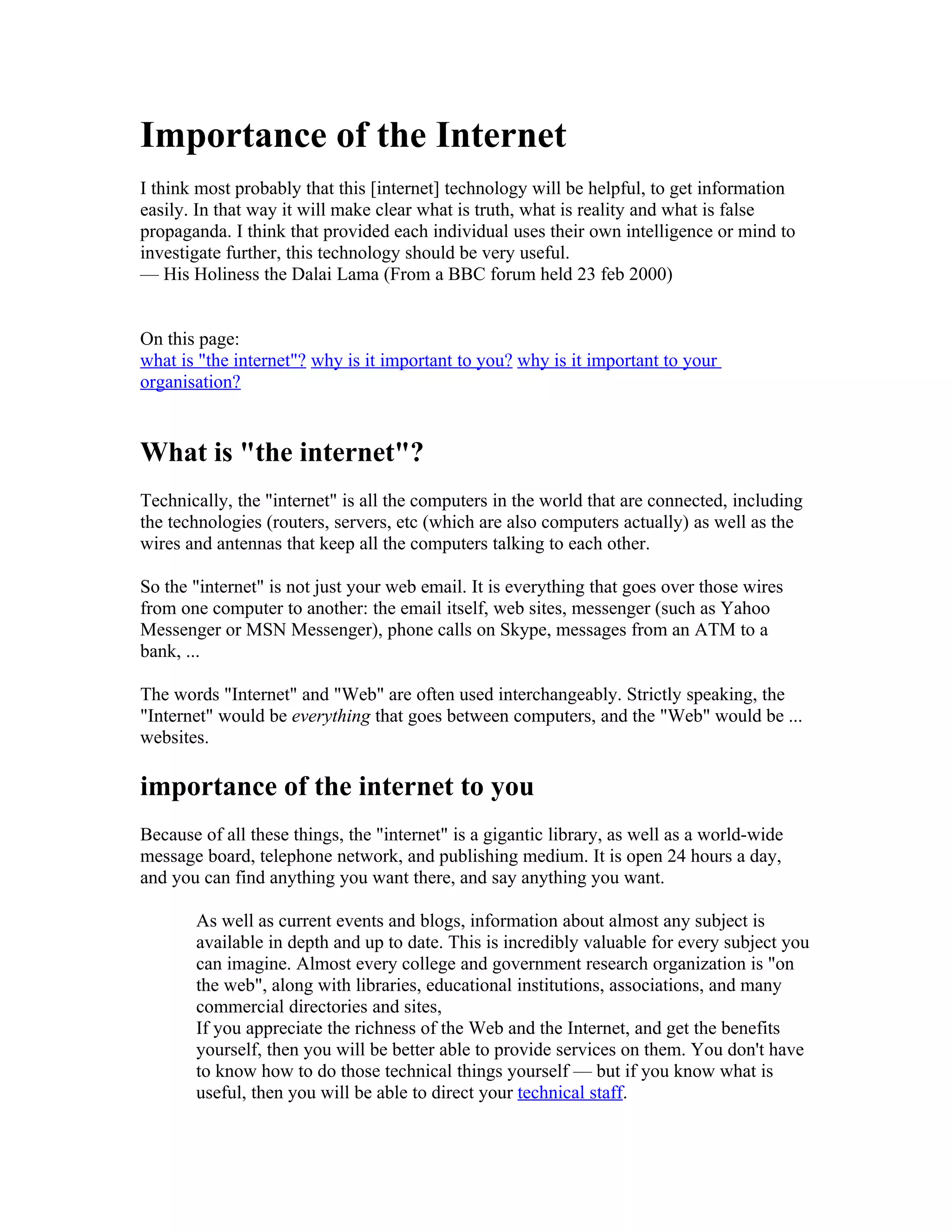 Importance of the internet | DOC