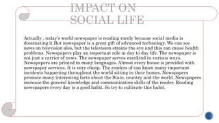 Importance of the newspaper in our social life (1) | PPTX