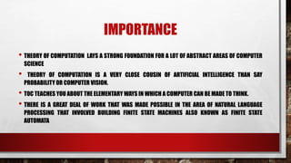 Importance of theory of computation | PPT