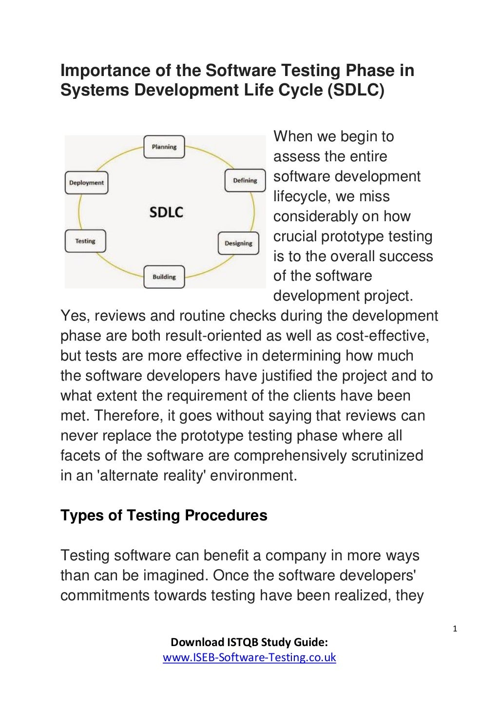 Importance of the software testing phase in systems development life ...
