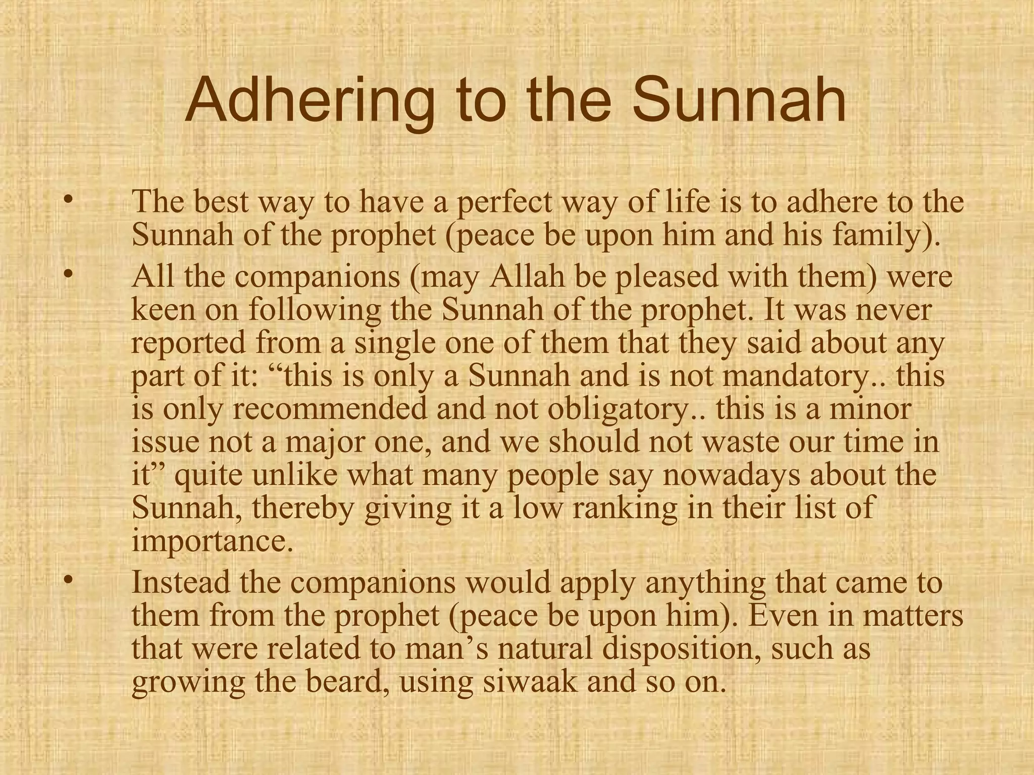 Importance of the sunnah | PPT