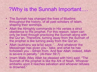 Importance of the sunnah | PPT