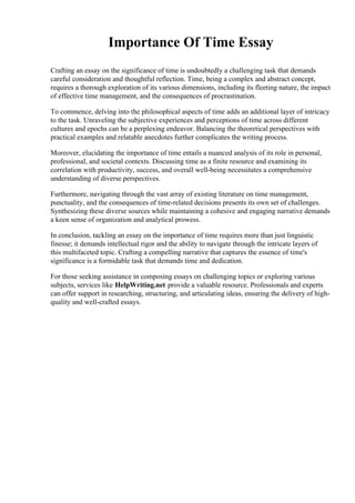 Importance Of Time Essay. Texas County Technical College | PDF ...