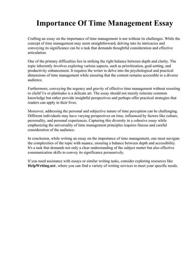 Importance Of Time Management Essay.pdf | Homework and Study | Education