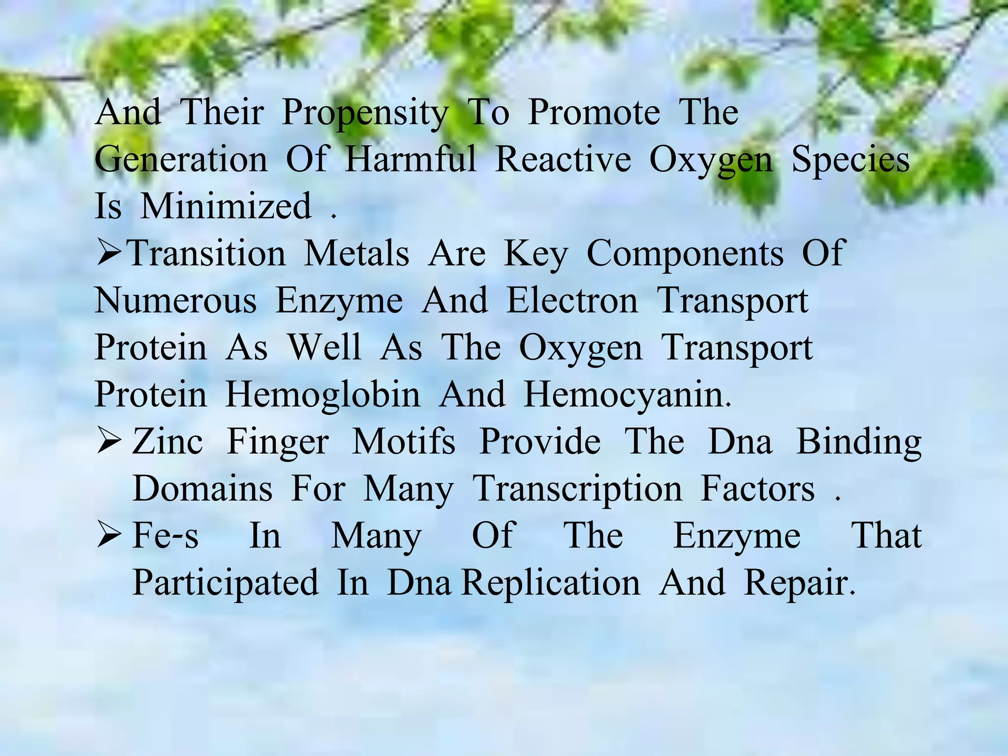 Importance of transition metals in human body | PPTX