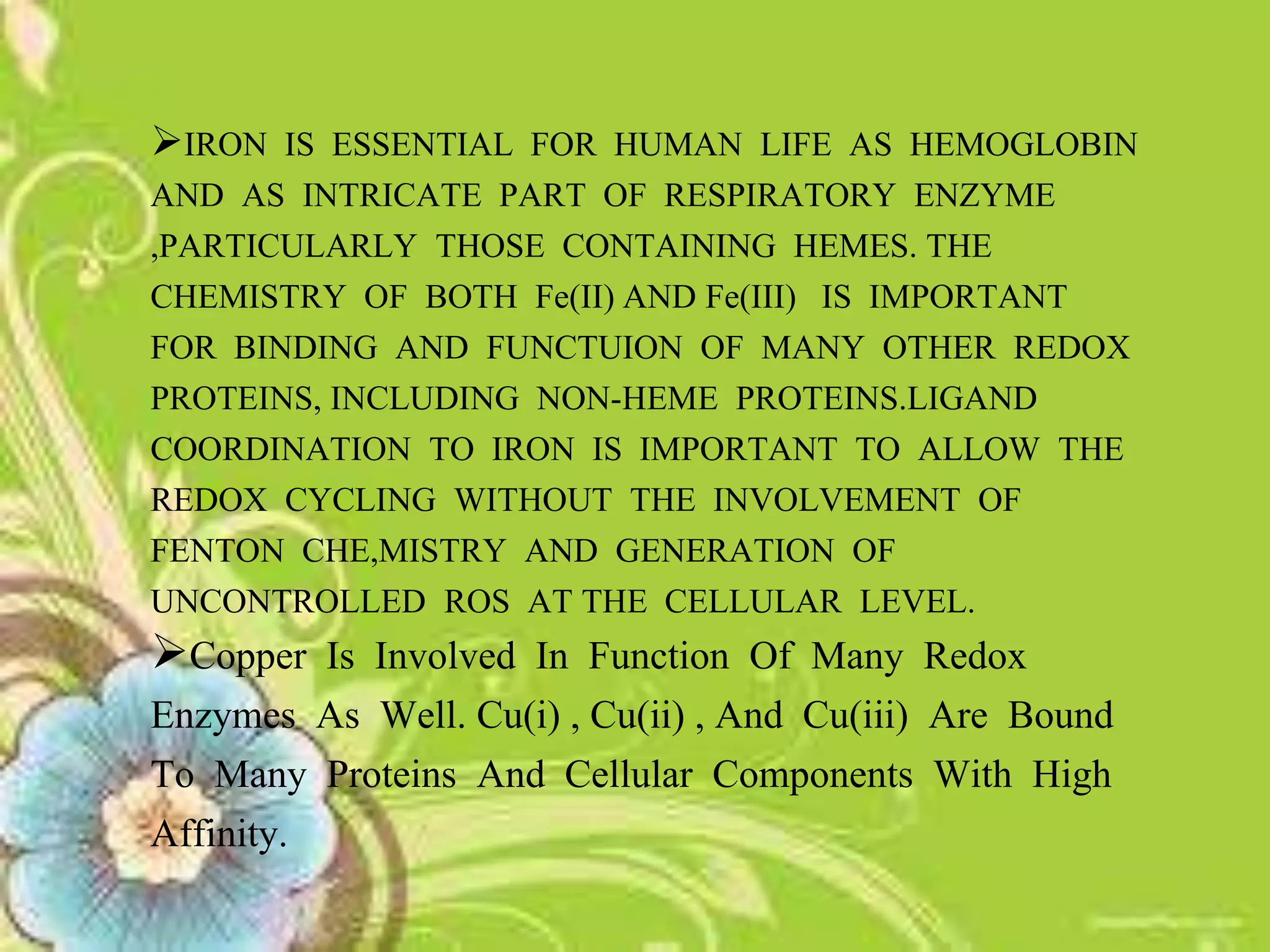 Importance of transition metals in human body | PPTX