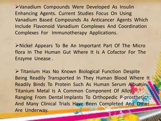 Importance of transition metals in human body | PPTX