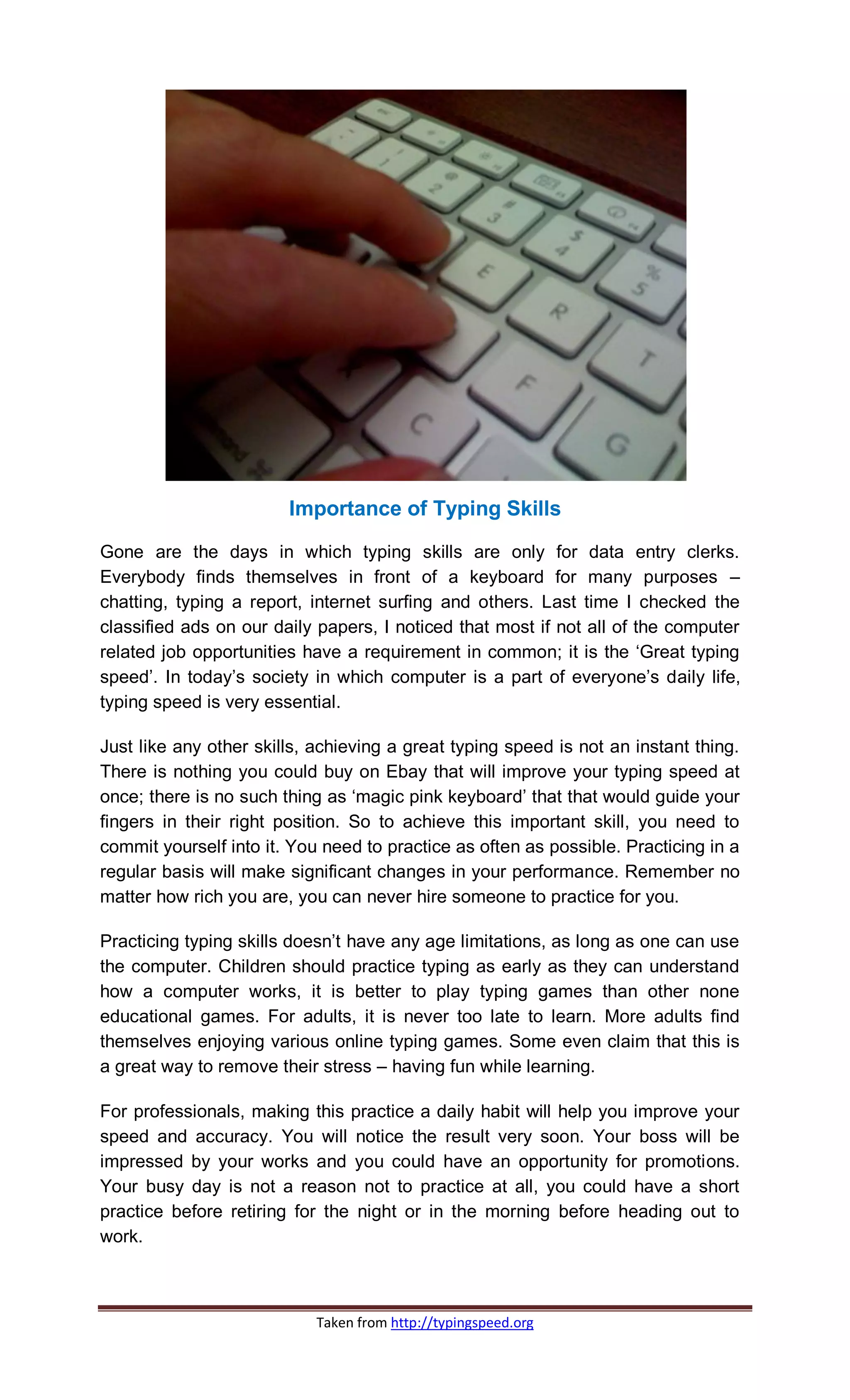 Importance of typing skills | PDF